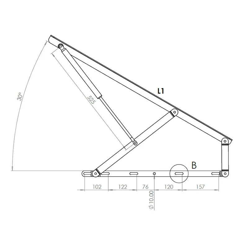MS6050 Ottoman Slatted Bed Base Mechanism Kit 150 cm for Frame or ...