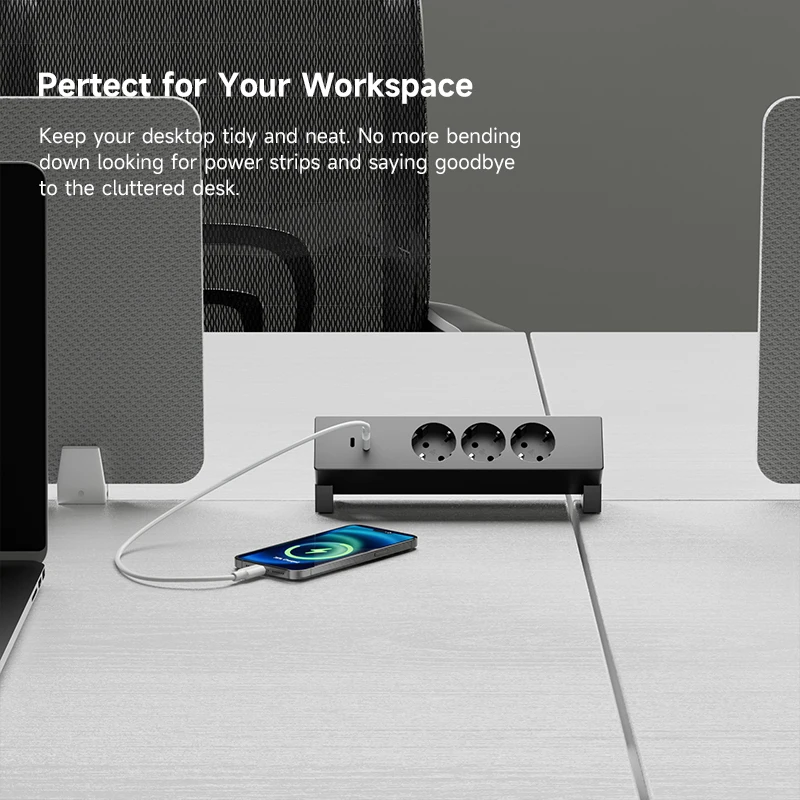 JOYE Shuko Socket Desk Power Sockets with USB Desk Clamp