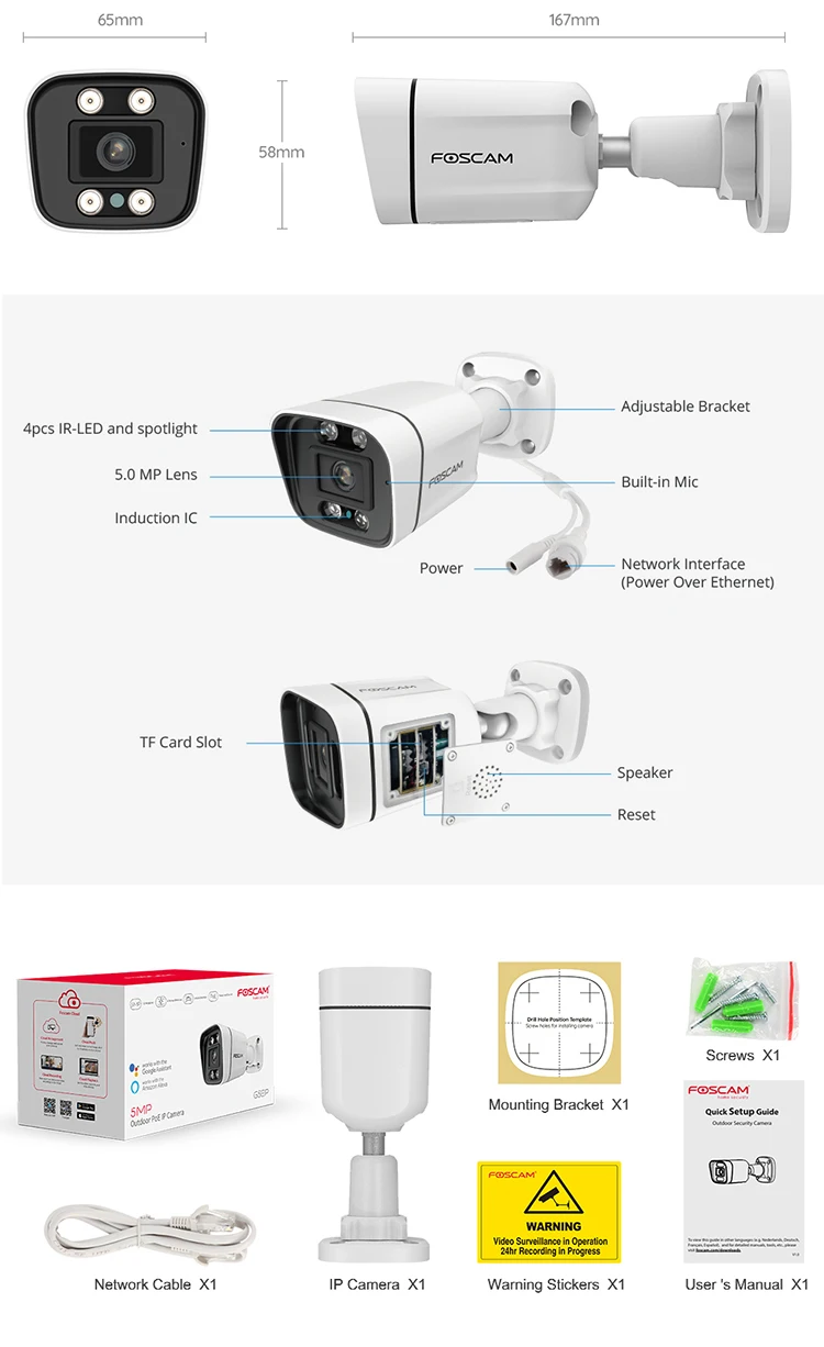 Foscam 5mp 8mp 4k Outdoor Full Color Night Vision P2p Home Office ...