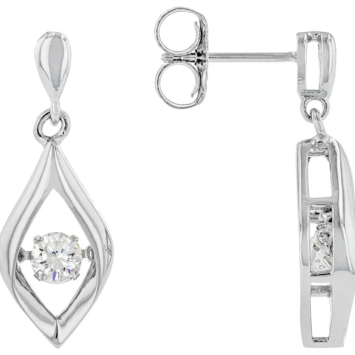 Strontium Titanate Rhodium Over 925 Sterling Silver Earrings, Elegant ...