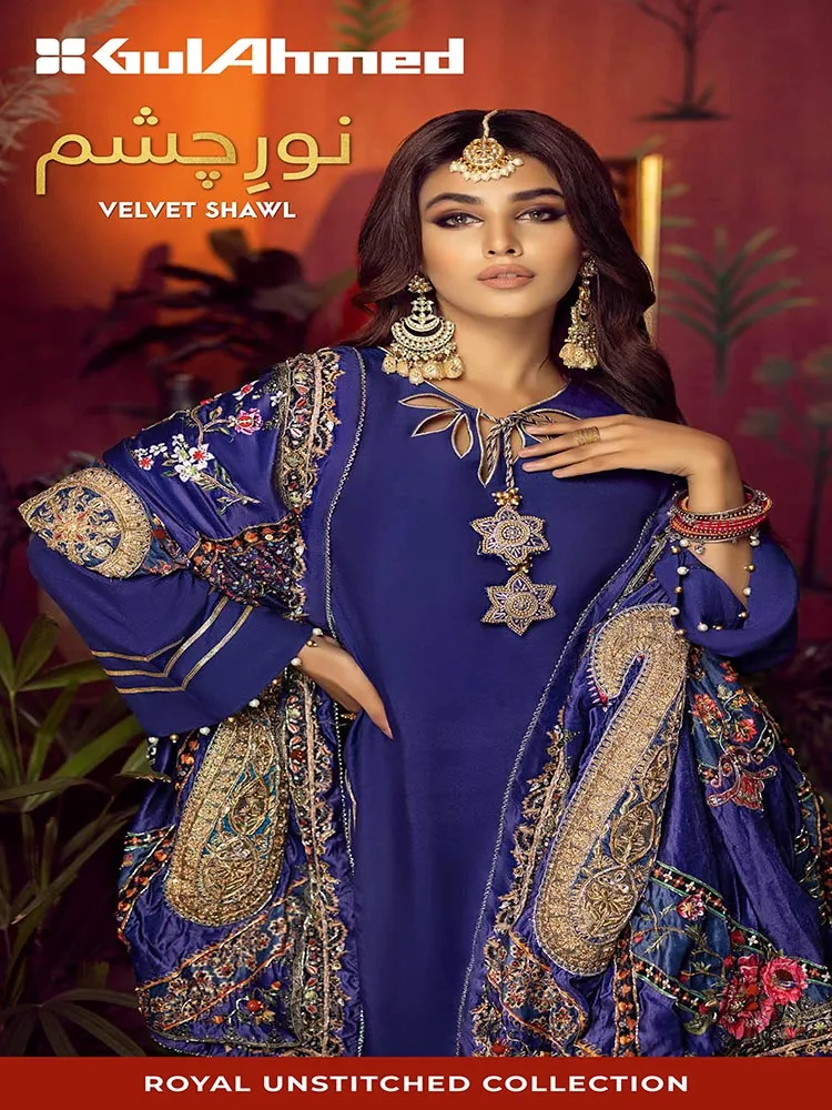 Ss Winter Collection Gul Ahmed Noor-e-chasham Velvet Shawl Collection ...