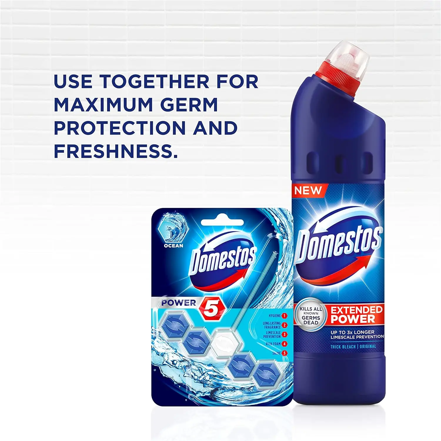 Domestos Ocean Toilet Rim Block Toilet Blocks That Clean At Full Power ...