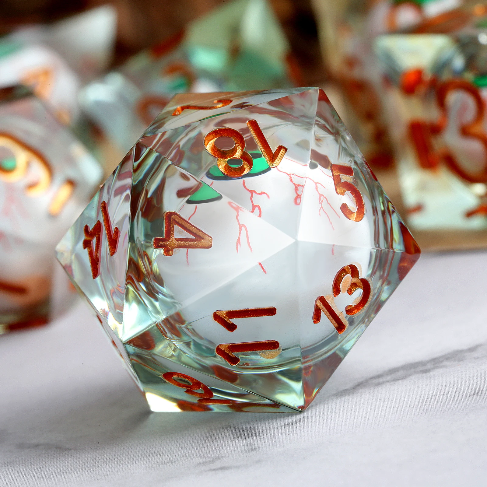 Custom DND Dice Resin Dragon Eye Liquid Core Sharp Edge Handmade Dice ...