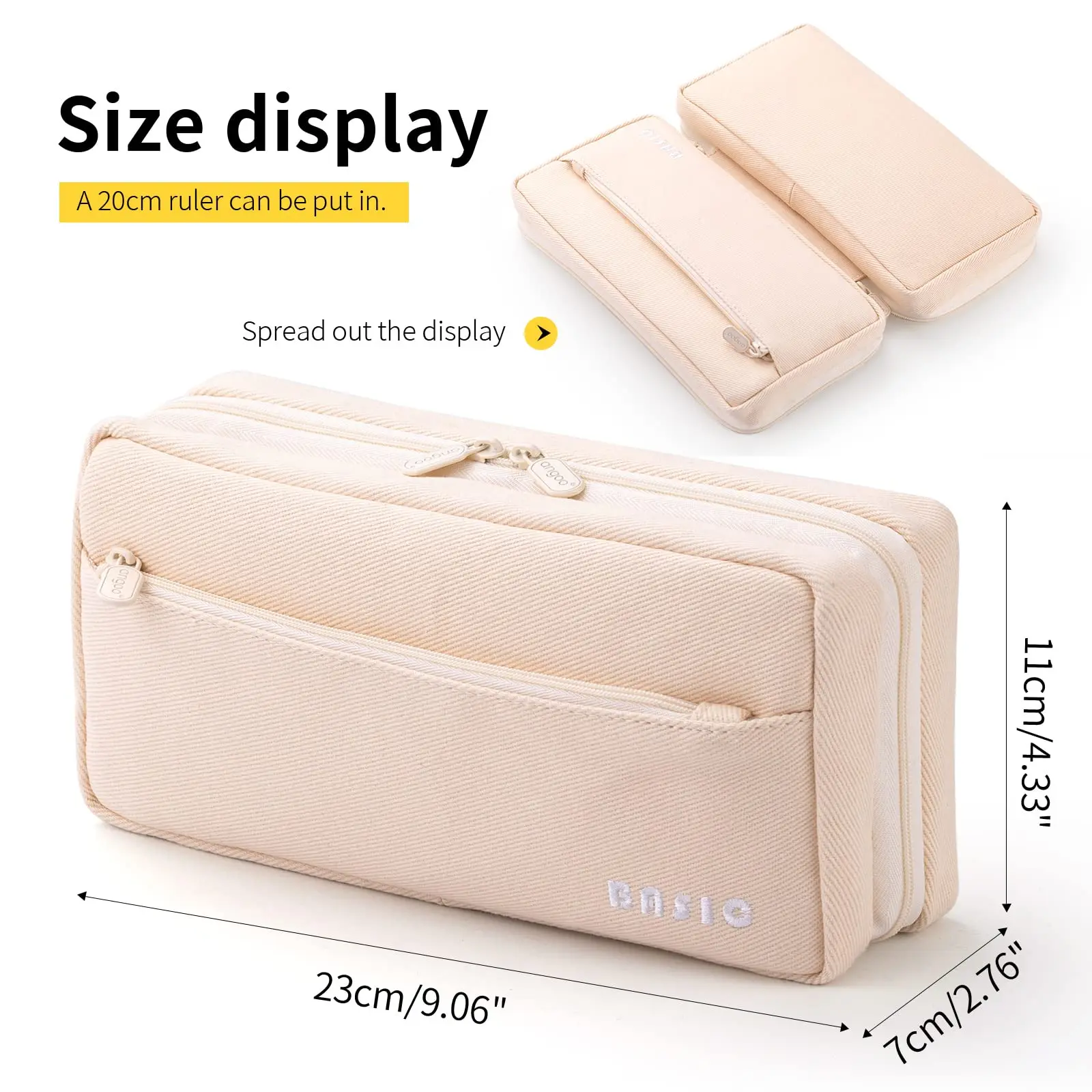 Multifunctional Canvas Stationery Bag Simple Large Capacity Zipper ...