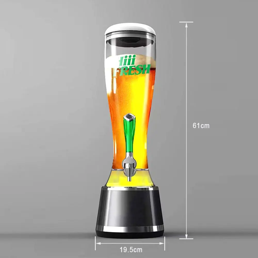 2023 New Design 3L Draft Beer Tower with Luminous Ice Tube