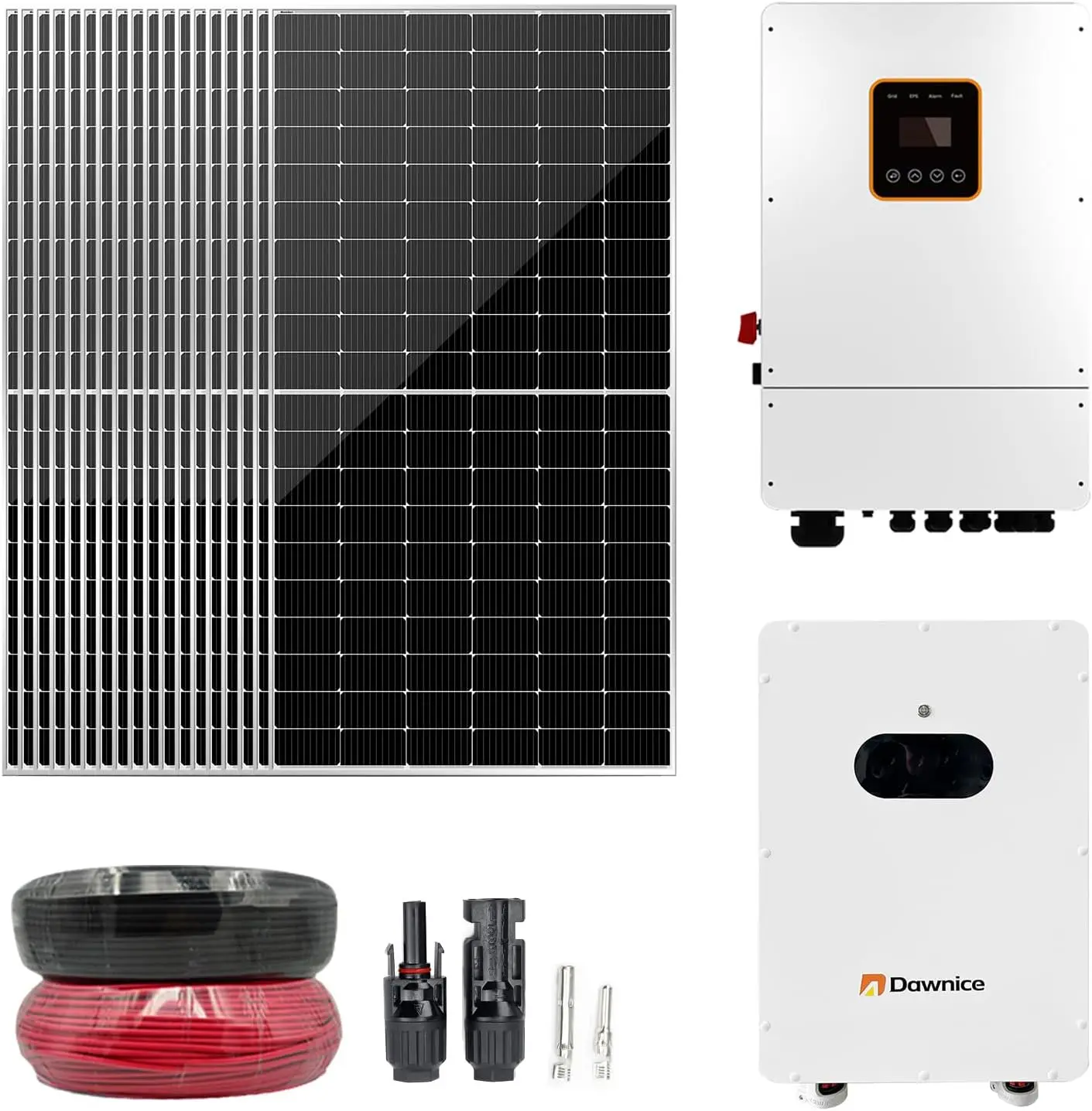 10kw Solar Panel Kit Complete System With 18pcs 550w Bifacial Solar Panels,10kwh Lithium ...