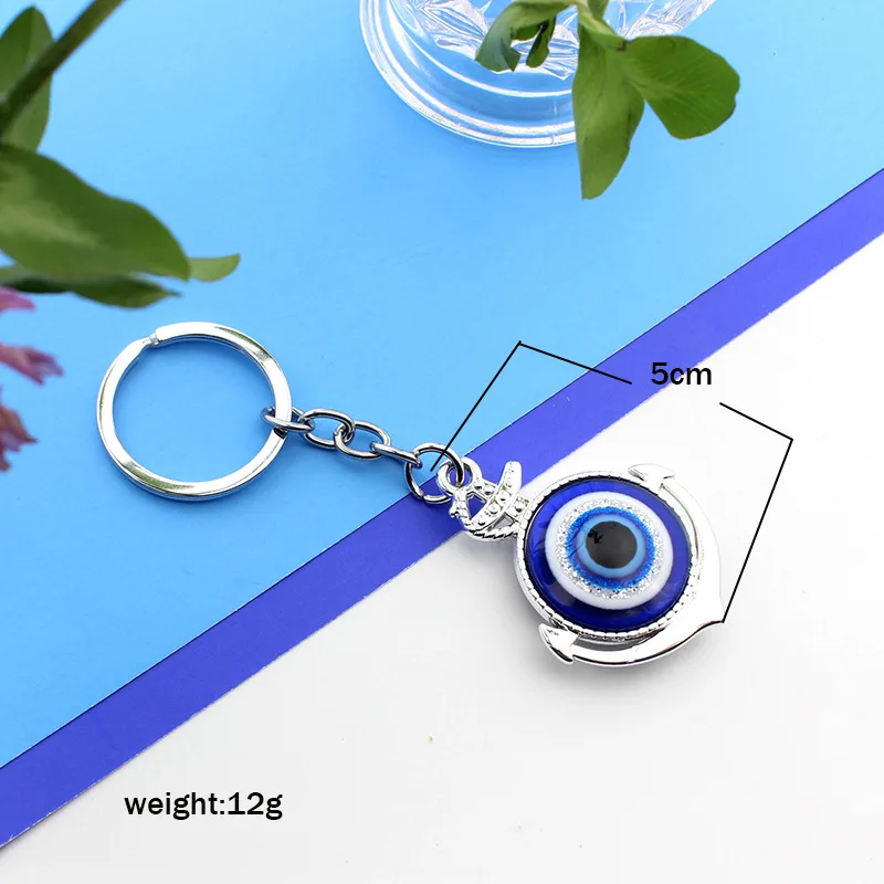 HOT Fashion Turkish Lucky Glass Blue Eye Keychain Personality Round Eye ...