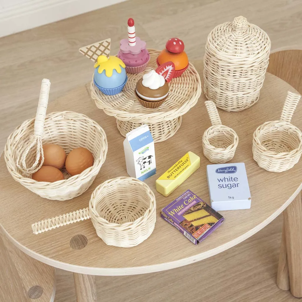Pretend Play Kitchen Food Toys - Eco-Friendly Rattan Sets