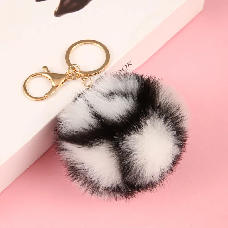 Furry Puff Ball Faux Rabbit Fur Ball Pom Pom Keychain For Women And ...