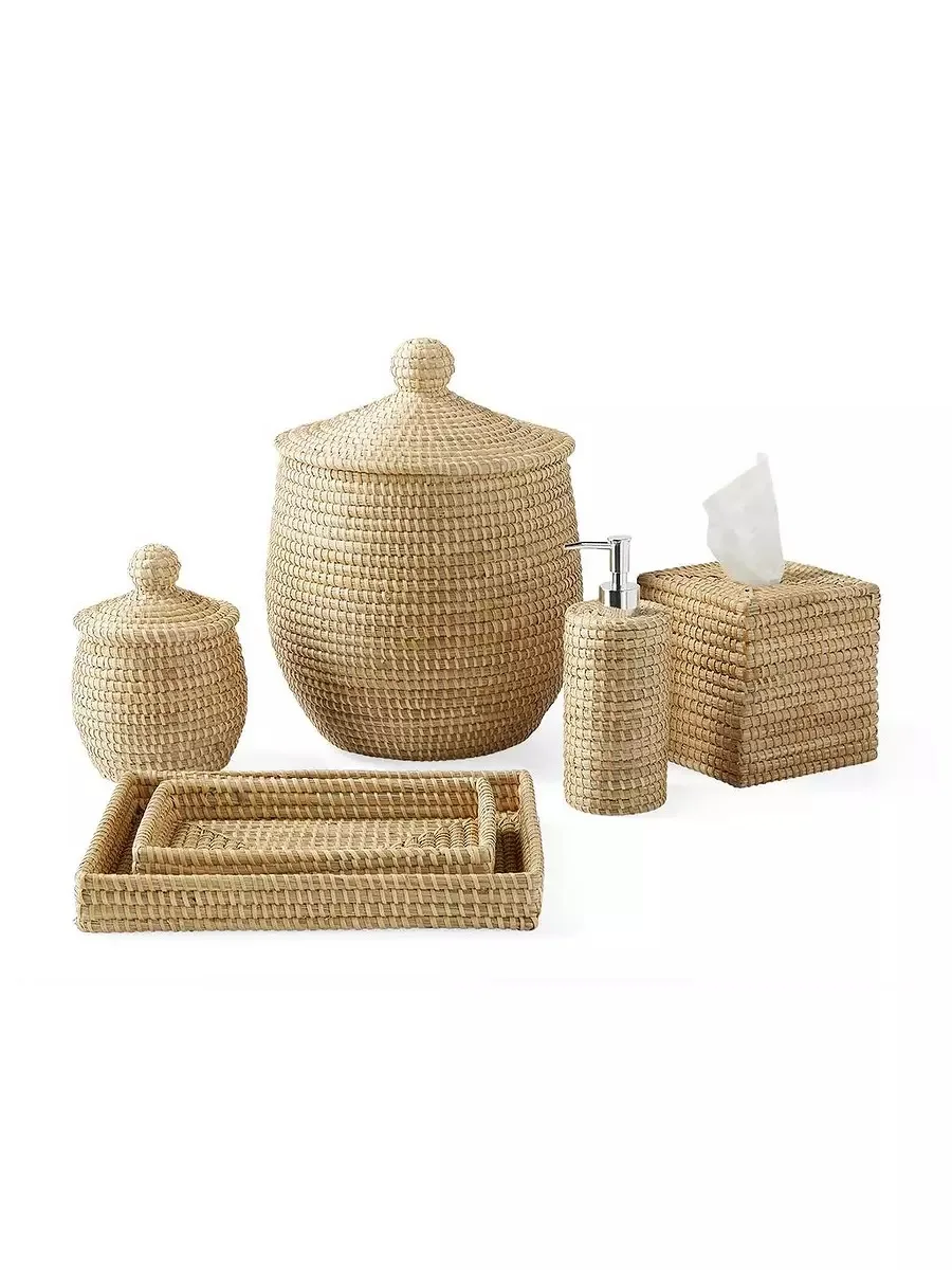 Top New Design Water Hyacinth Rattan Bath Accessories Bathroom Sets Handwoven Other Home Decor ...