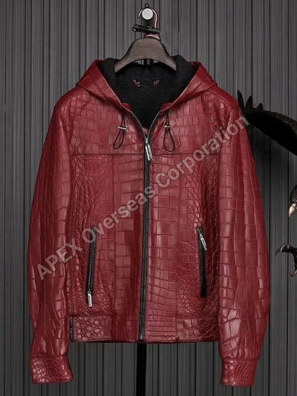 Embossed Cow Leather Luxury Alligator Skin Men's Fashion Jacket Custom Made Snakeskin Crocodile ...