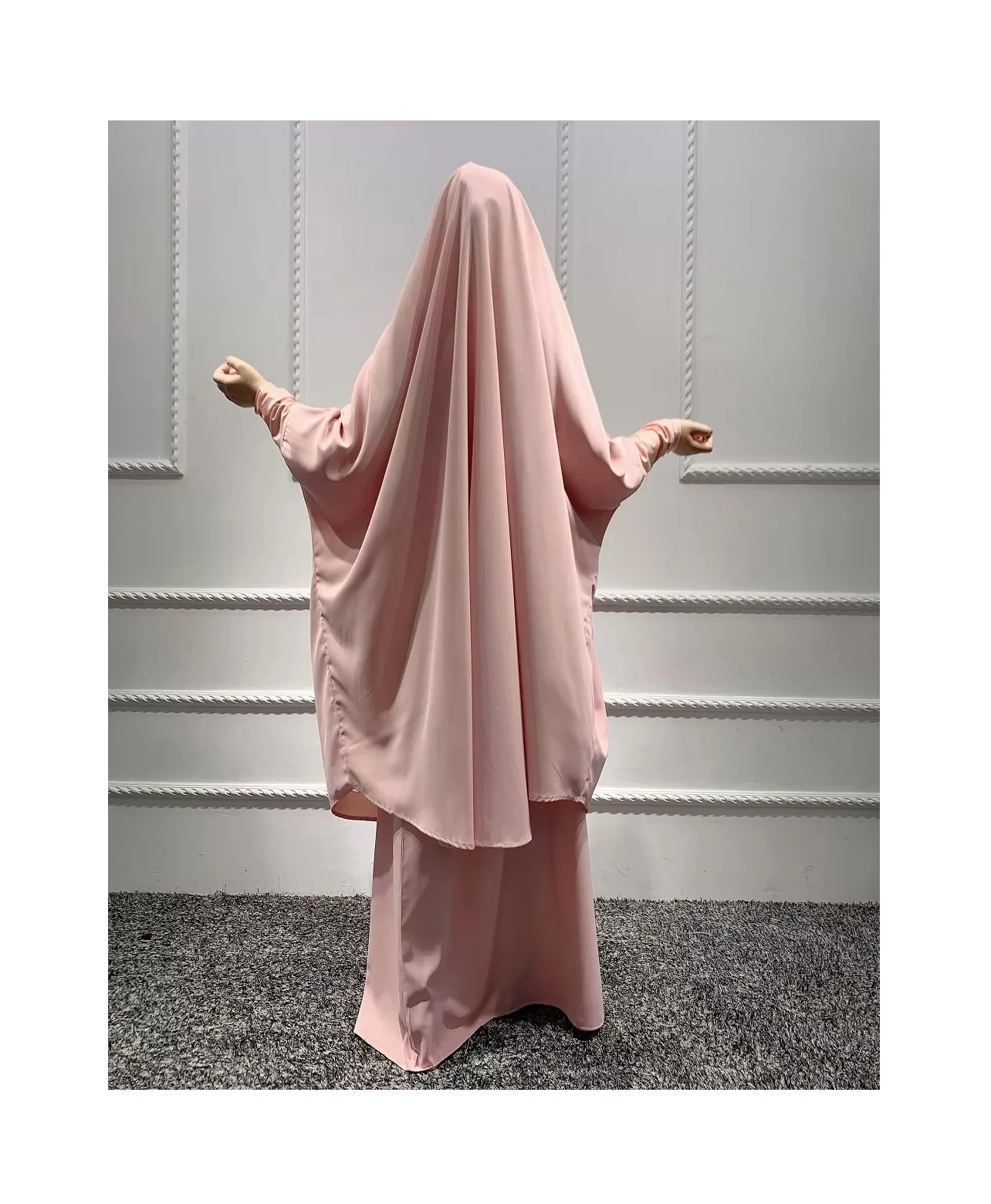 Muslim Woman Prayer Outfits 2 Piece Jilbab Sets Abaya Khimar Long Skirt ...