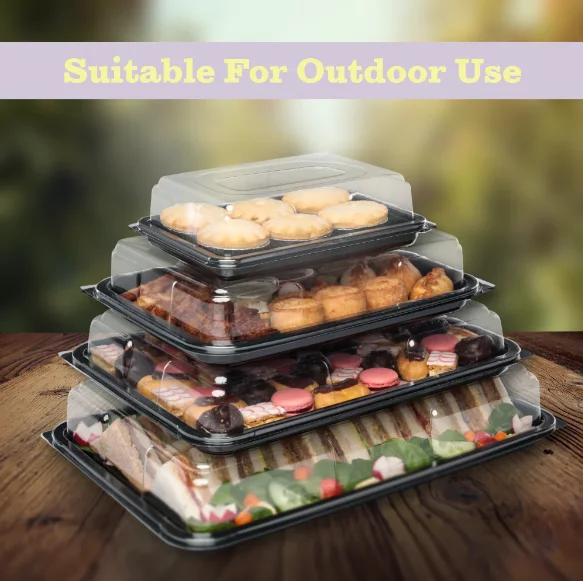 Plastic Sandwich Platter With Lid Buffet Trays With Lids Large Catering Disposable Cheese Food ...