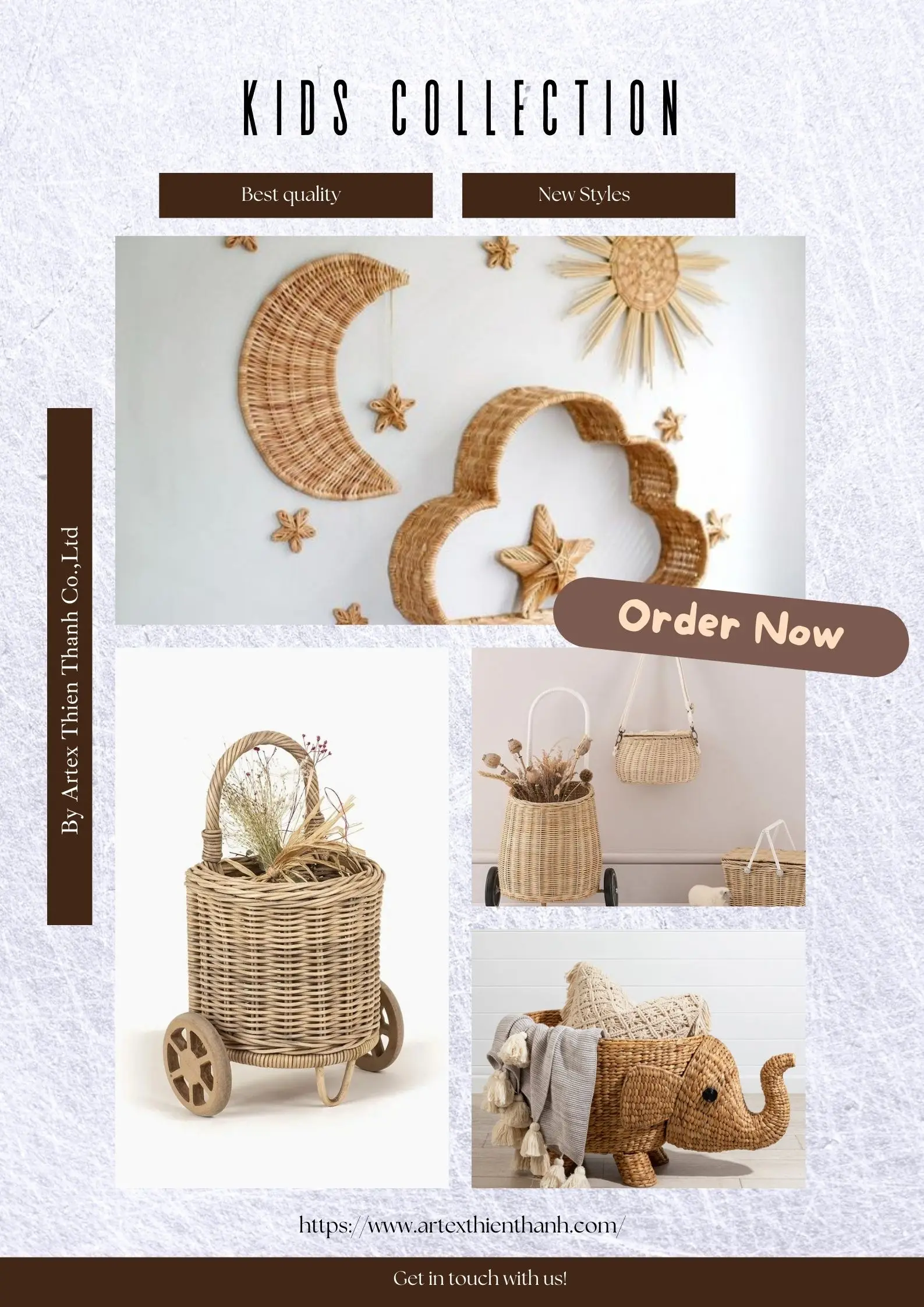 Rattan Nursery Animal Wall Hanging - Wicker Decor for Kids
