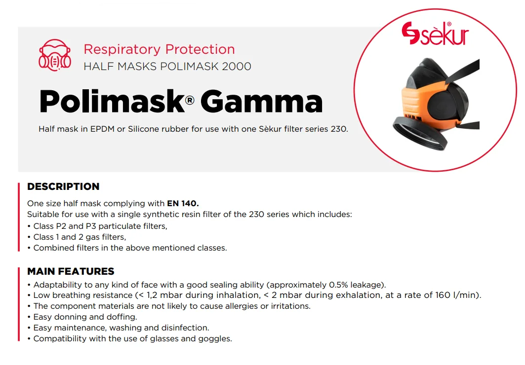Sekur Half Mask Polimask 2000 Gamma In Silicone,Grey Color - Buy Marine ...
