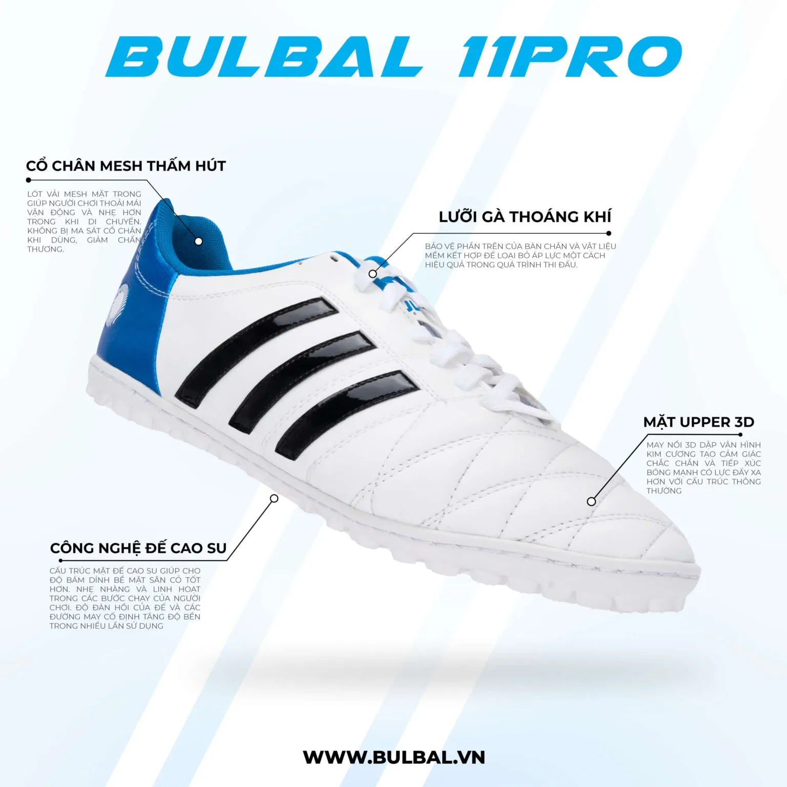 Sport Shoe Bulbal 11pro Artificial Grass Football Shoe White Fresh Green Modern Design Style Pu ...