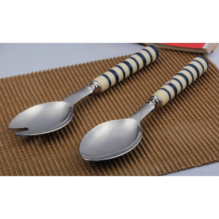 Ss Salad Server Spoon & Fork Set With Designer Handle Premium Quality ...