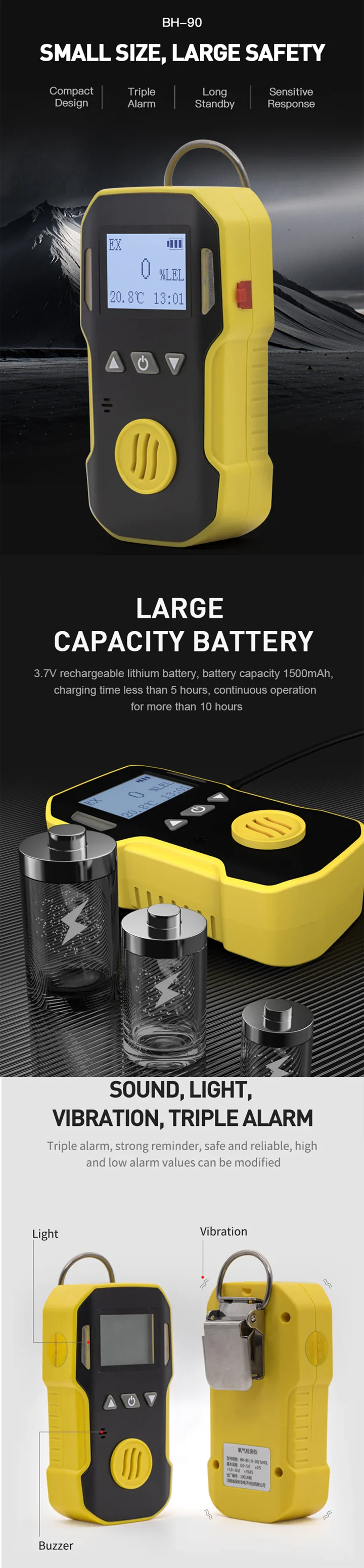 Bosean BH90A Gas Detector - Reliable H2, SO2, NO, NO2, PH3, HCN, HF