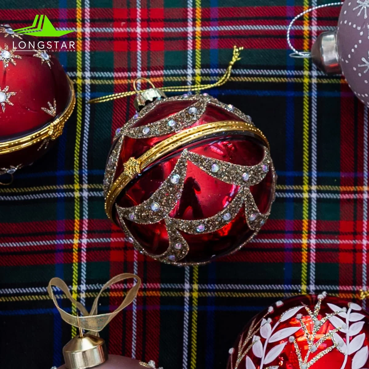 Longstar Sparkling Creations Red Series Glass Bauble Christmas Ball ...
