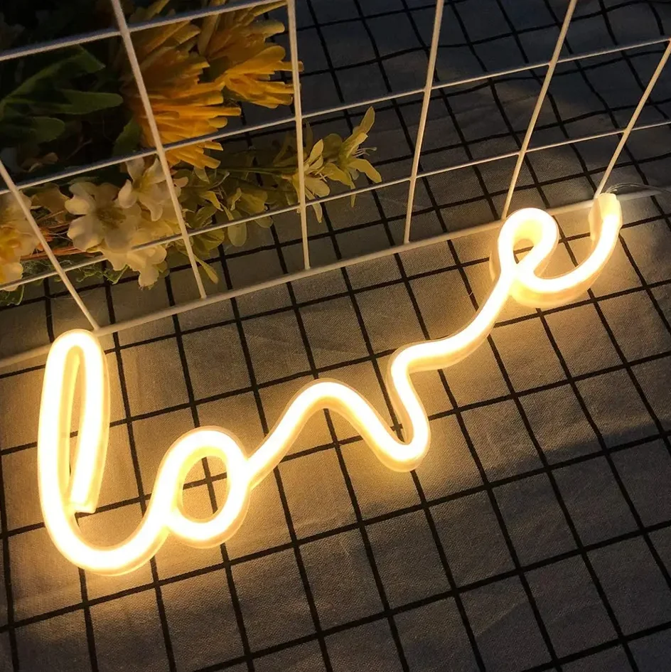 Love Led Neon Word Signs,Battery/usb Powered Night Love Light Up Sign ...