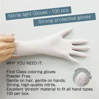 Nitrile Light Hair Color Glove Powder Free 100pcs - Buy Nitrile Glove ...