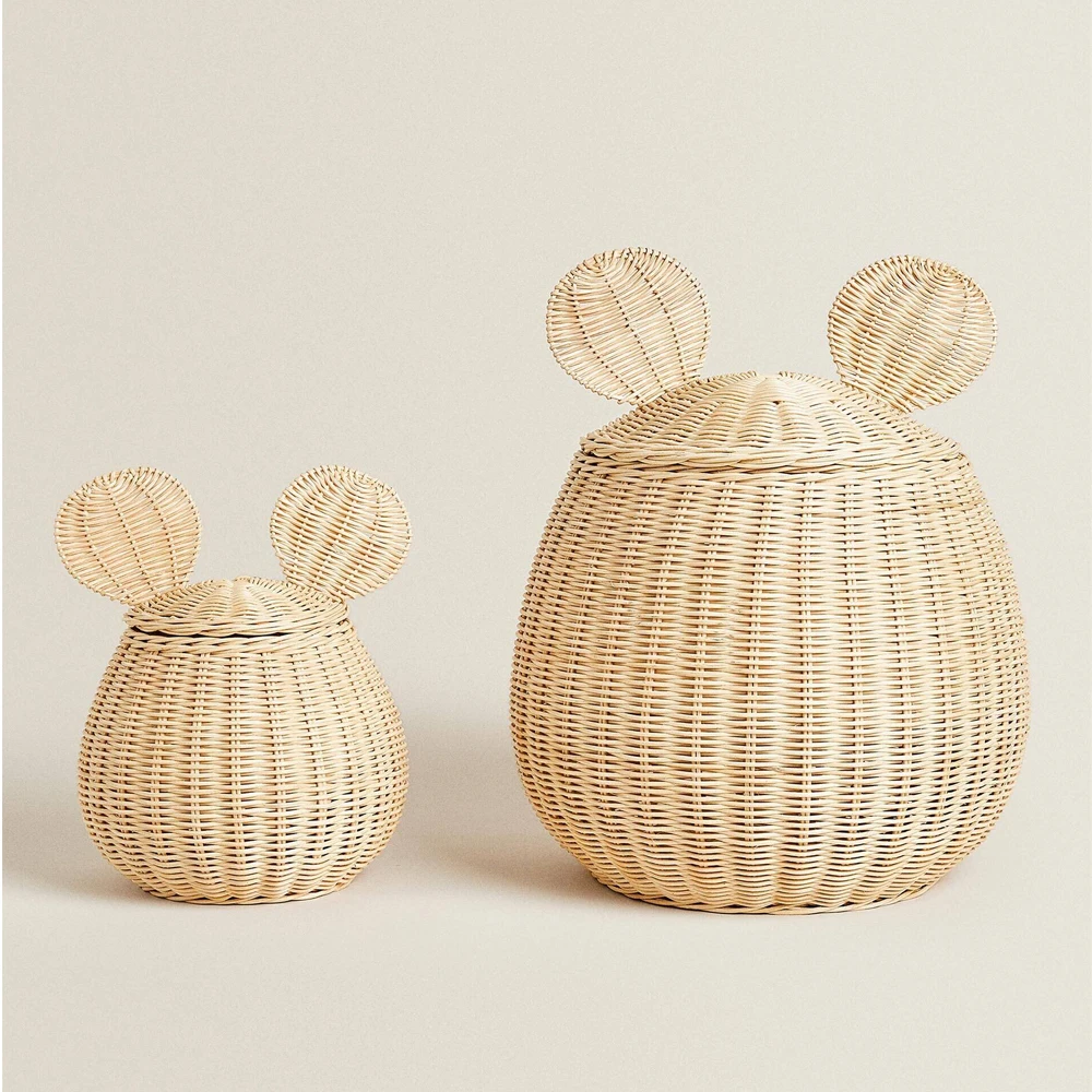 Set of 2 Natural Fiber Foldable Storage Baskets Water Hyacinth ...