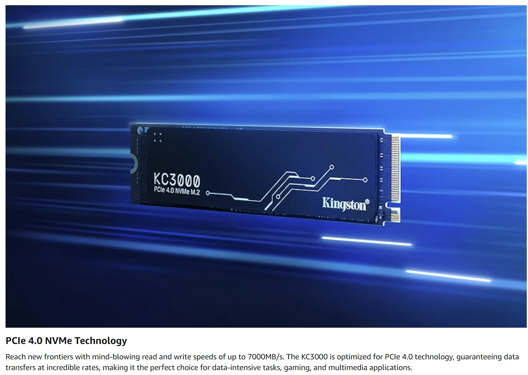 Kingston 4096 GB KC3000 PCIe 4.0 NVMe M.2 SSD - High-Performance ...