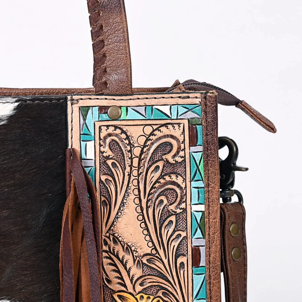 Western Cowgirl Style Bohemian Purse Hand Tooled Cowhide Hair On ...