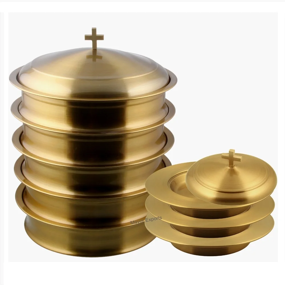 Stackable Stainless Steel Holy Communion Tray and Bread Plate Set with ...