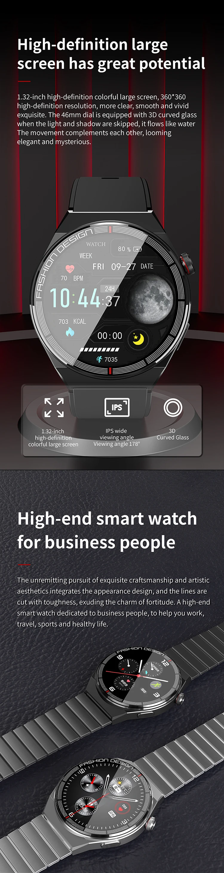 Sk11 Plus Smartwatch Nfc Waterproof Fitness Heart Rate Monitor Wireless Charging Men Business ...