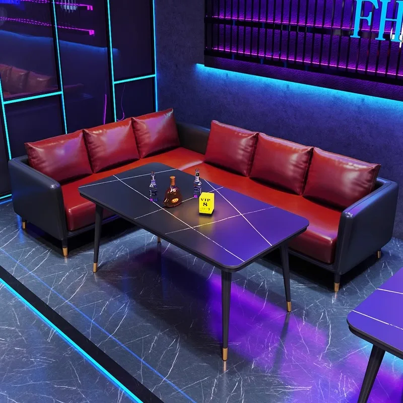 Modern Red Black Bar Stools & Booth Combination Luxury Furniture Set ...