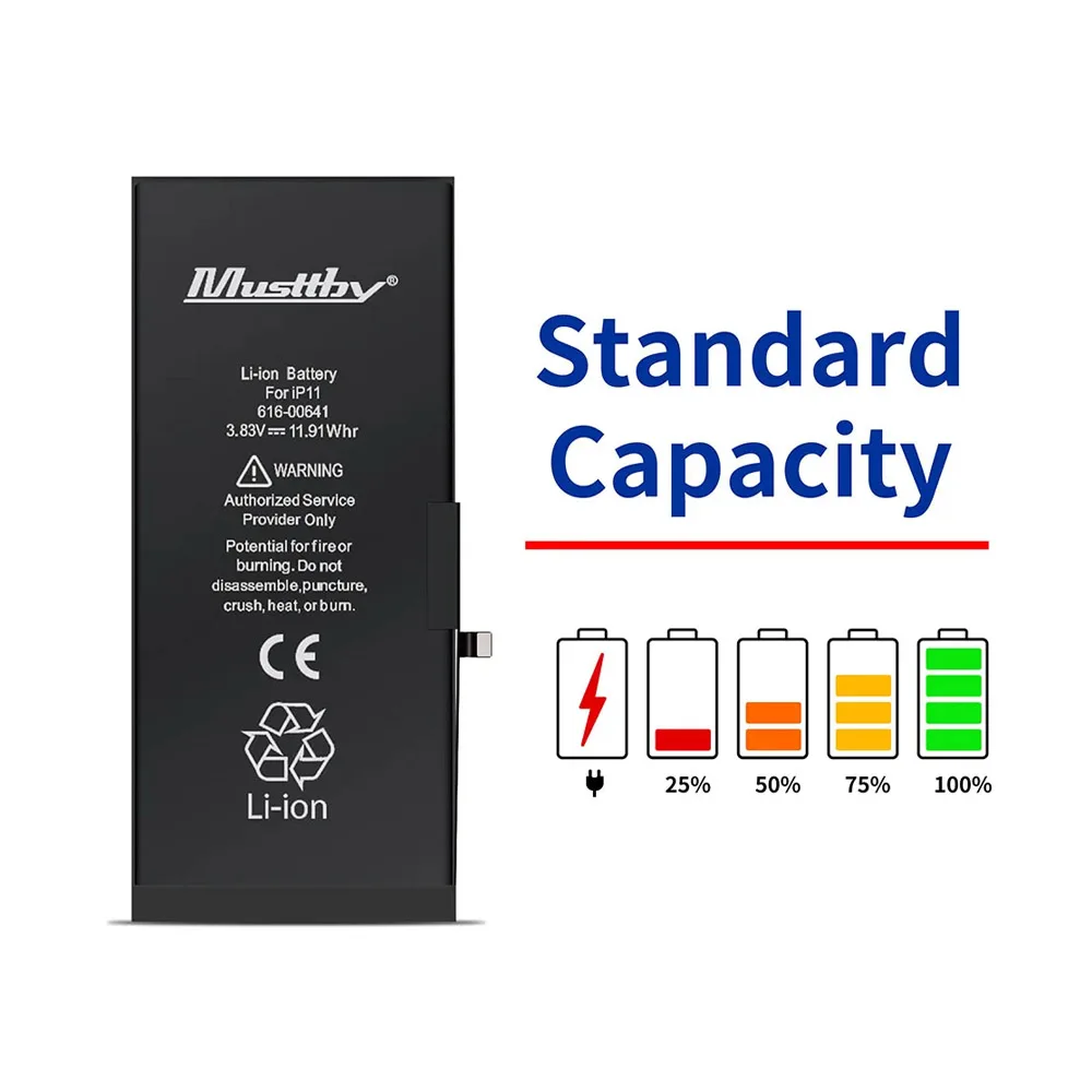 100% Capacity No BMS Soldering Battery for iPhone 11 12 13 14 Pro Max ...