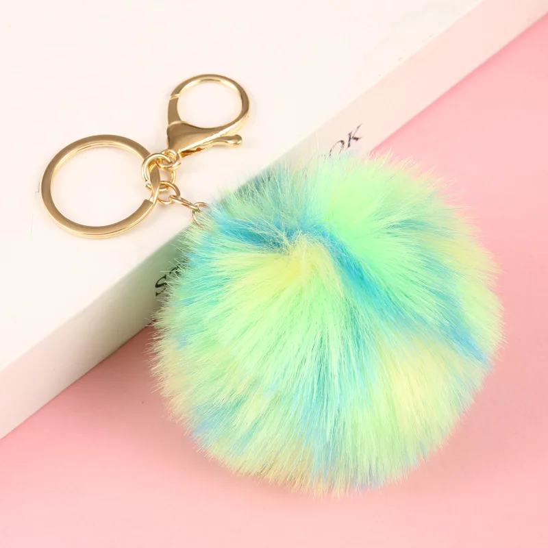 Furry Puff Ball Faux Rabbit Fur Ball Pom Pom Keychain For Women And ...
