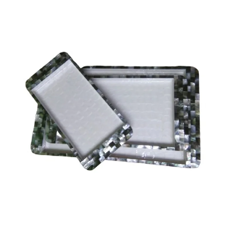 Newest Quality Wood Design Serving Tray Set Of Three Pieces Mother Of ...