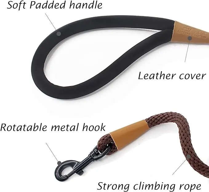 Soft Padded Handle Pet Webbing Rotatable Metal Hook Dog Leash for ...