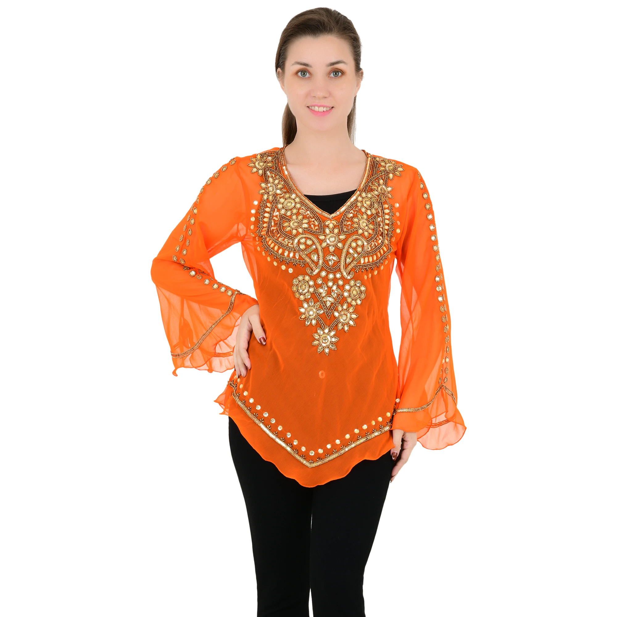 Moda Noua Stralucitoare Cu Paiete Brodate Cu Margele Camasa Largi Bluza ...