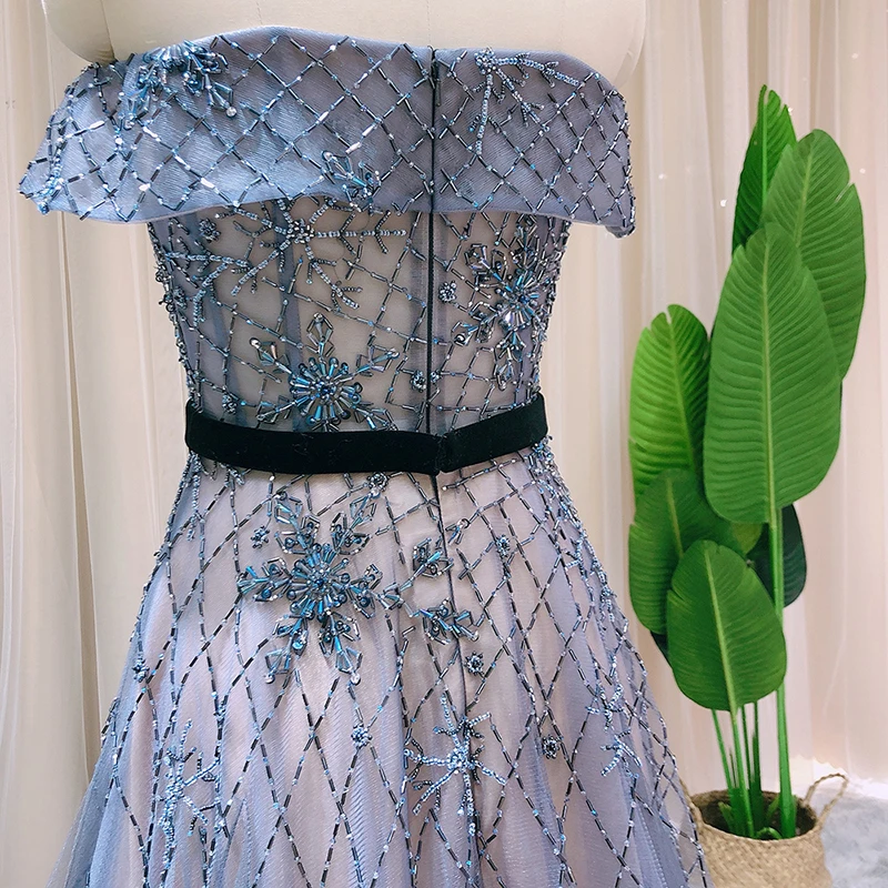 Jancember LSCZ77 Elegant Blue As Floor Strapless Organza Pattern ...