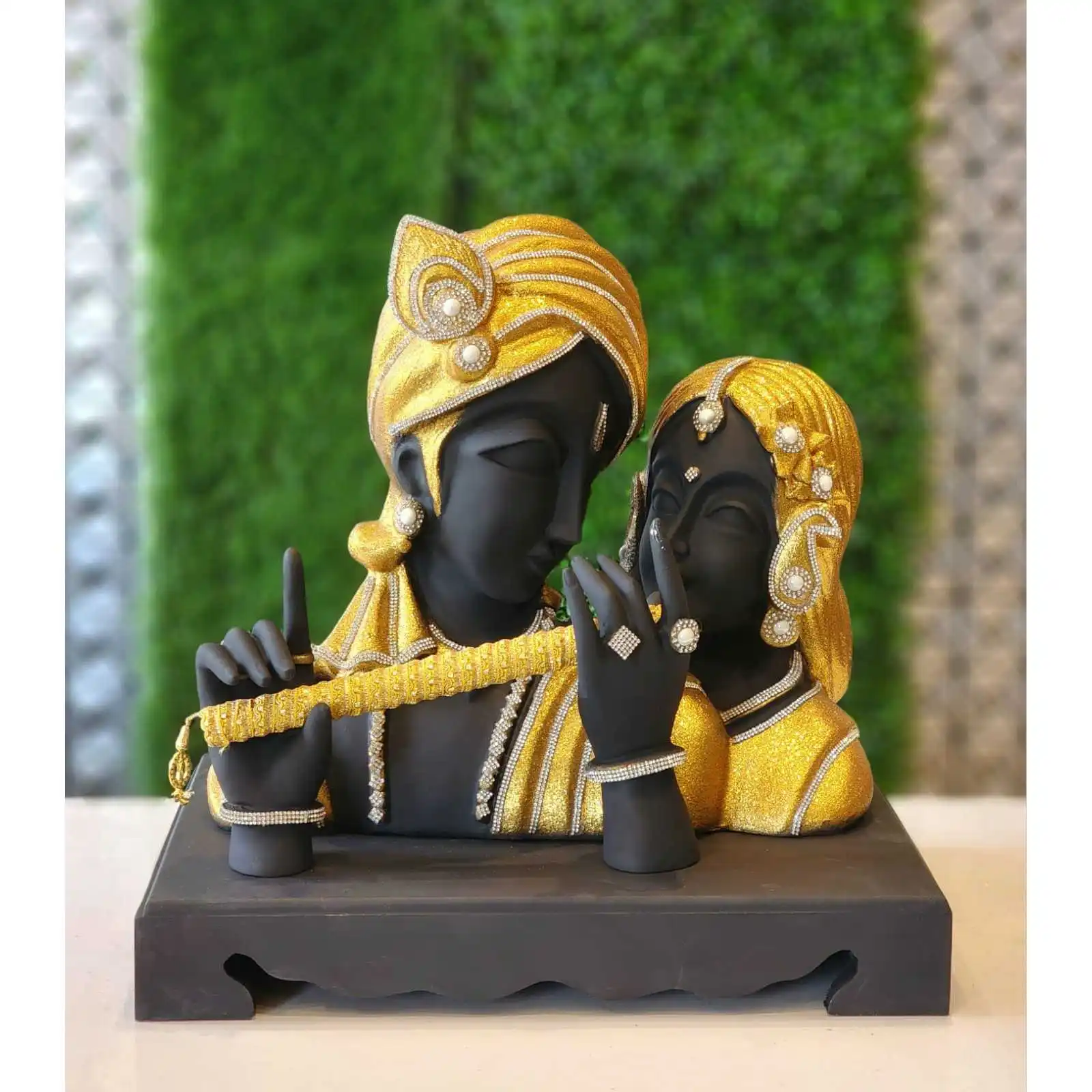 SAAJAWAT Luxury Art Deco Lord Radha Krishna Statue Idol Black/Gold ...