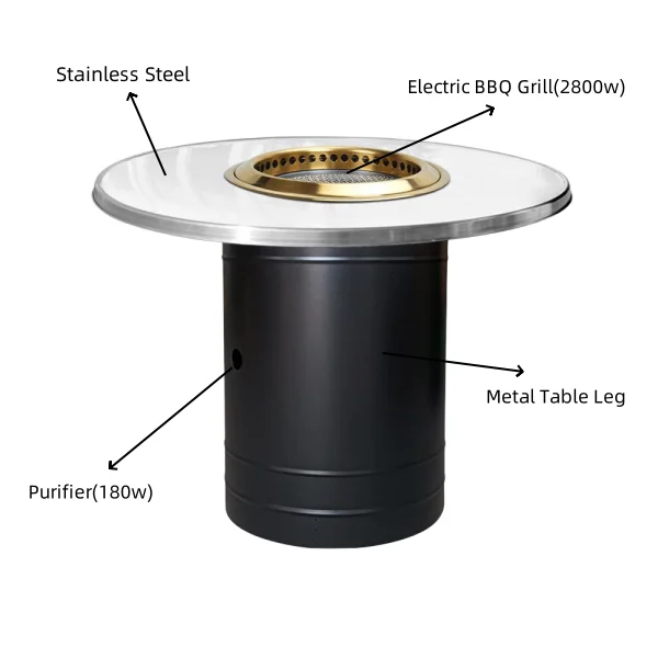 Stainless Steel Barbecue Round - Korean BBQ Grill Table