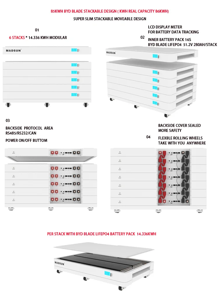 Madsun Stackable Byd Blade Battery Pack 100kwh 85kwh 70kwh For Solar ...