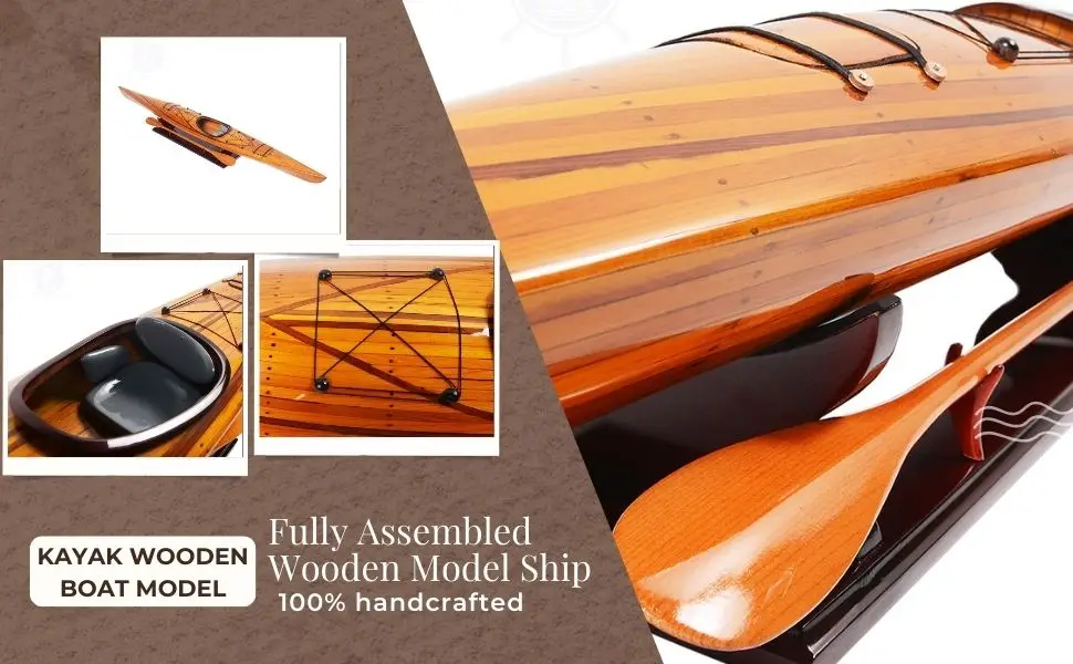 Kayak Model Ship Model 100 Cm Handcrafted Wooden Replica With Display ...