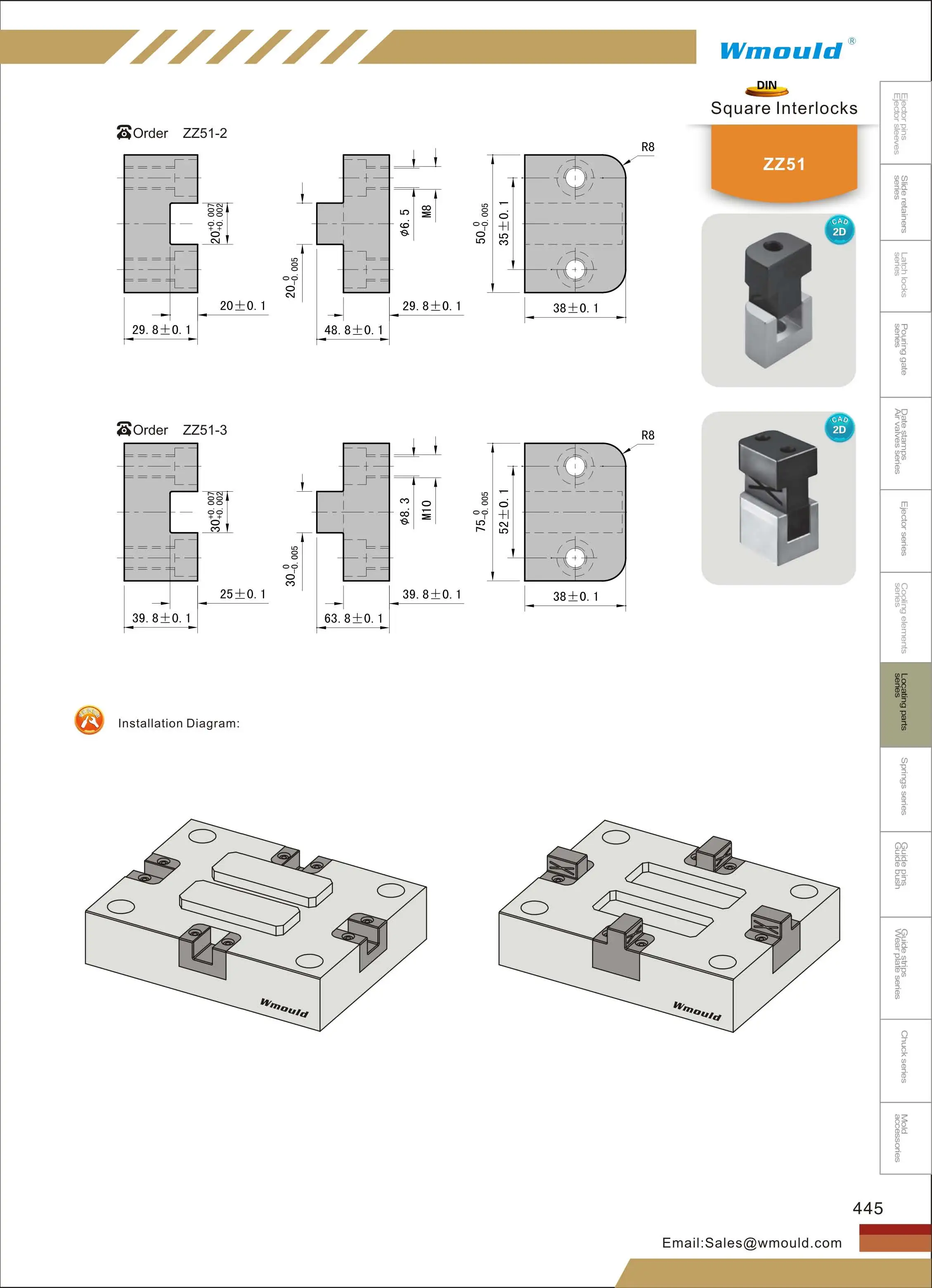 Customized Made Mold Components Standard Metal Square Interlocks for ...