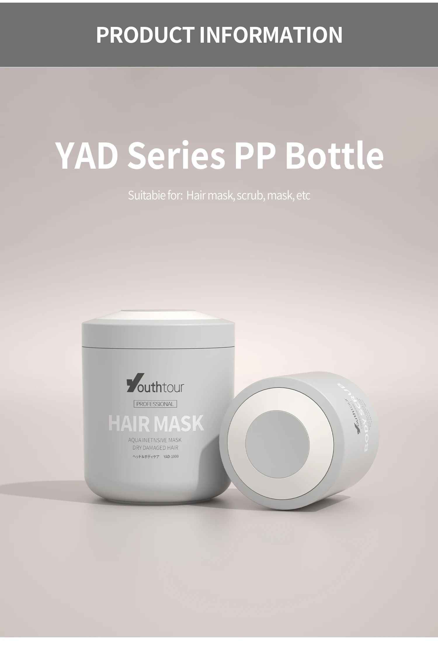Yad Plastic Injection Cosmetic Body Scrub Jar Wide Mouth Big Volume ...