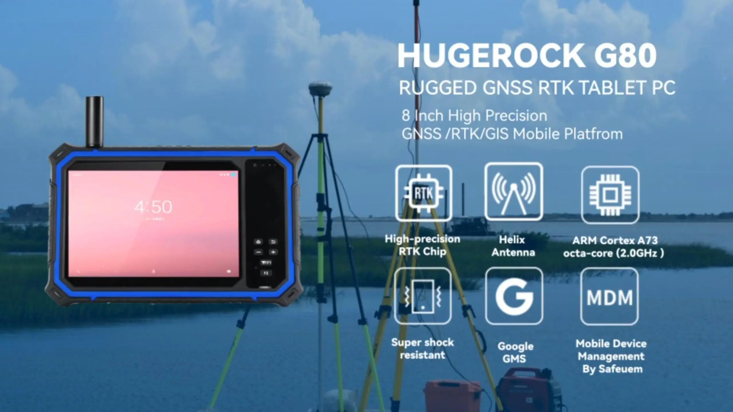 Hugerock G80f 8gb 1000nits Rtk Gnss Base And Rover Laptops Gps 4g Wireless Charging Android ...