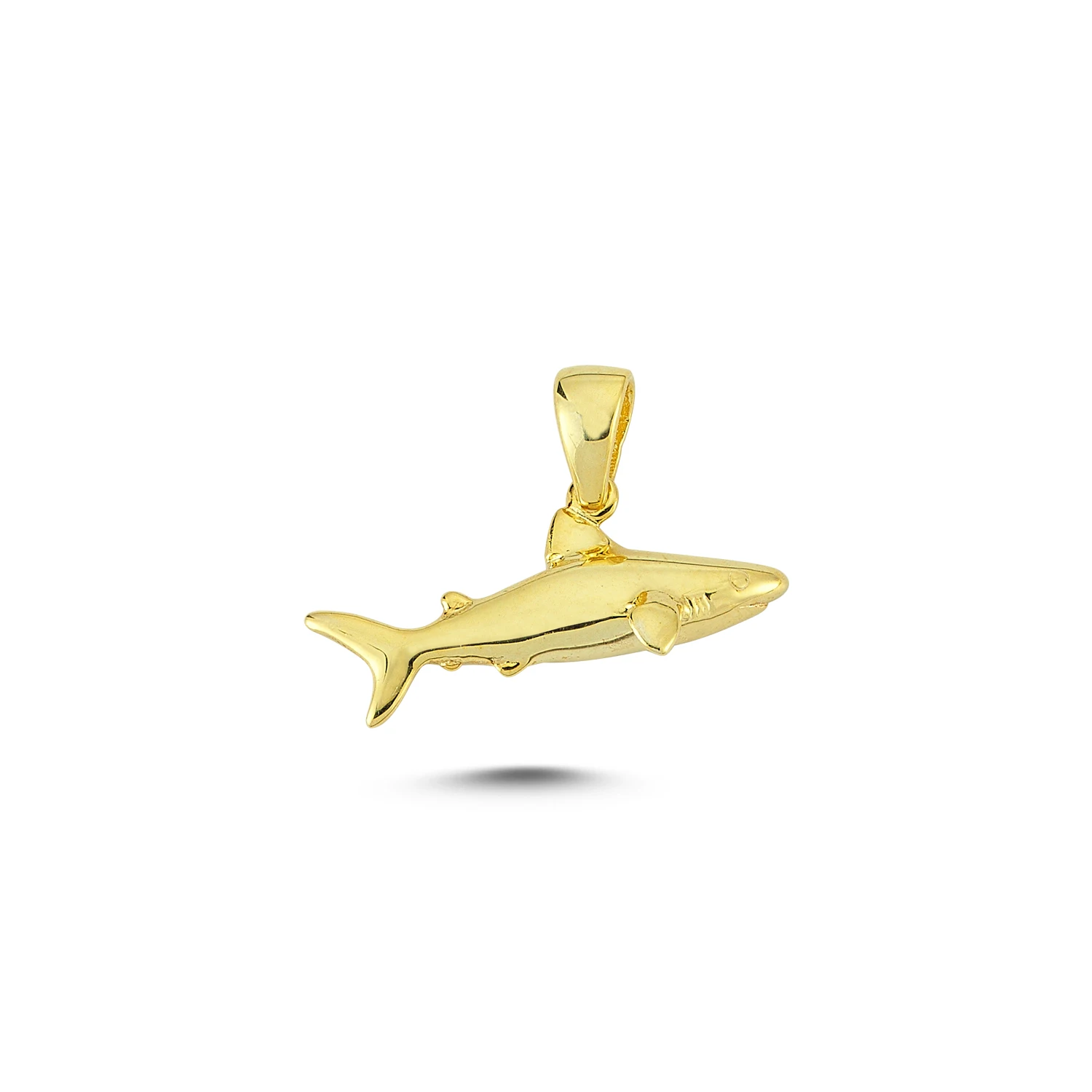Shark Whale Tail Merlin Fish Charm Necklace 14k Gold