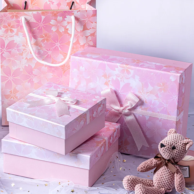 Elegant Cherry Blossom Gift Box For Wedding Guests Bow Gift Box Mug ...
