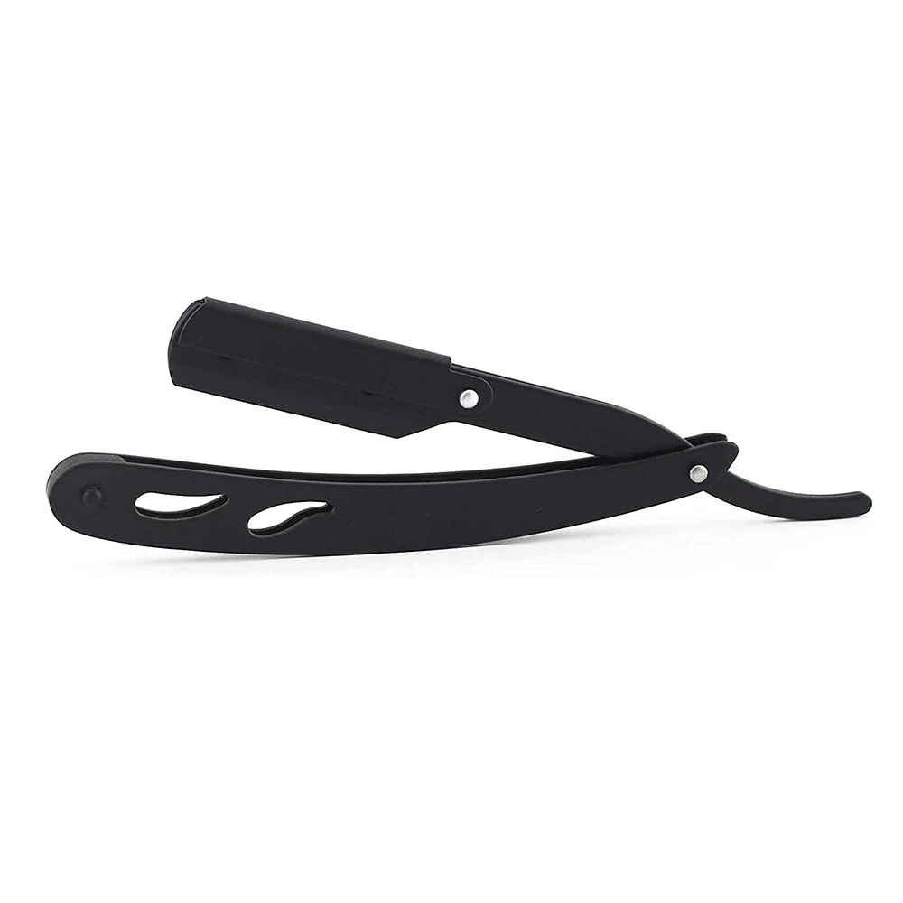 Custom Made Straight Edge Stainless Steel Barber Razors for Men Black ...