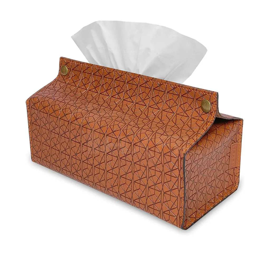 2023 Custom Logo Cowhide Leather Tissue Box Cover Square Real Leather ...