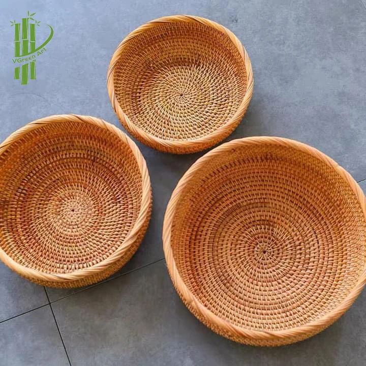 Rattan Storage Basket Weaving Basket Sorting Straw Storage Table Wicker ...