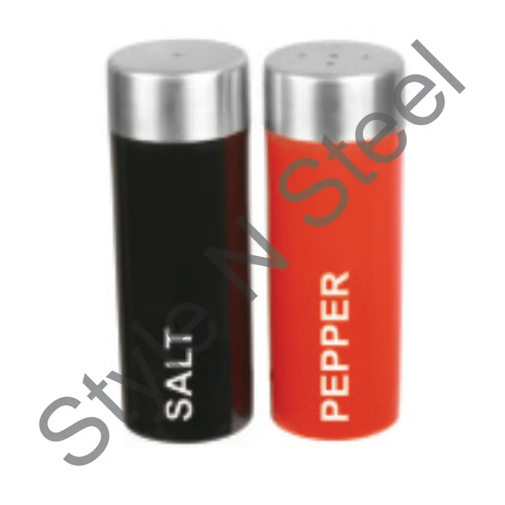 Stainless Steel Salt N Paper Black And Red Color Spice Shaker Salt And ...